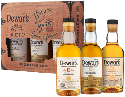 DEWARS SCOTCH BLENDED TRI PACK ( WHITE LABEL, 12YR, 15YR) 3X200ML ...